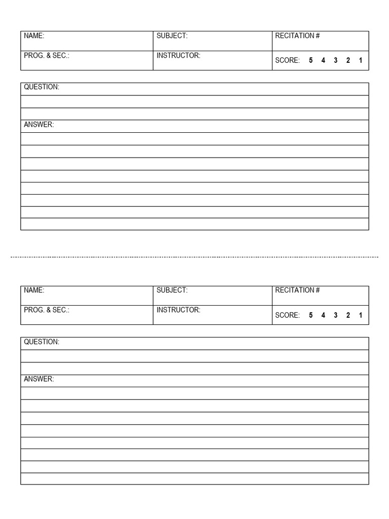 Student Recitation Feedback Form | PDF