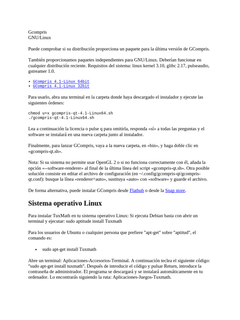 Gcompris | PDF | Software | Arquitectura de Computadores