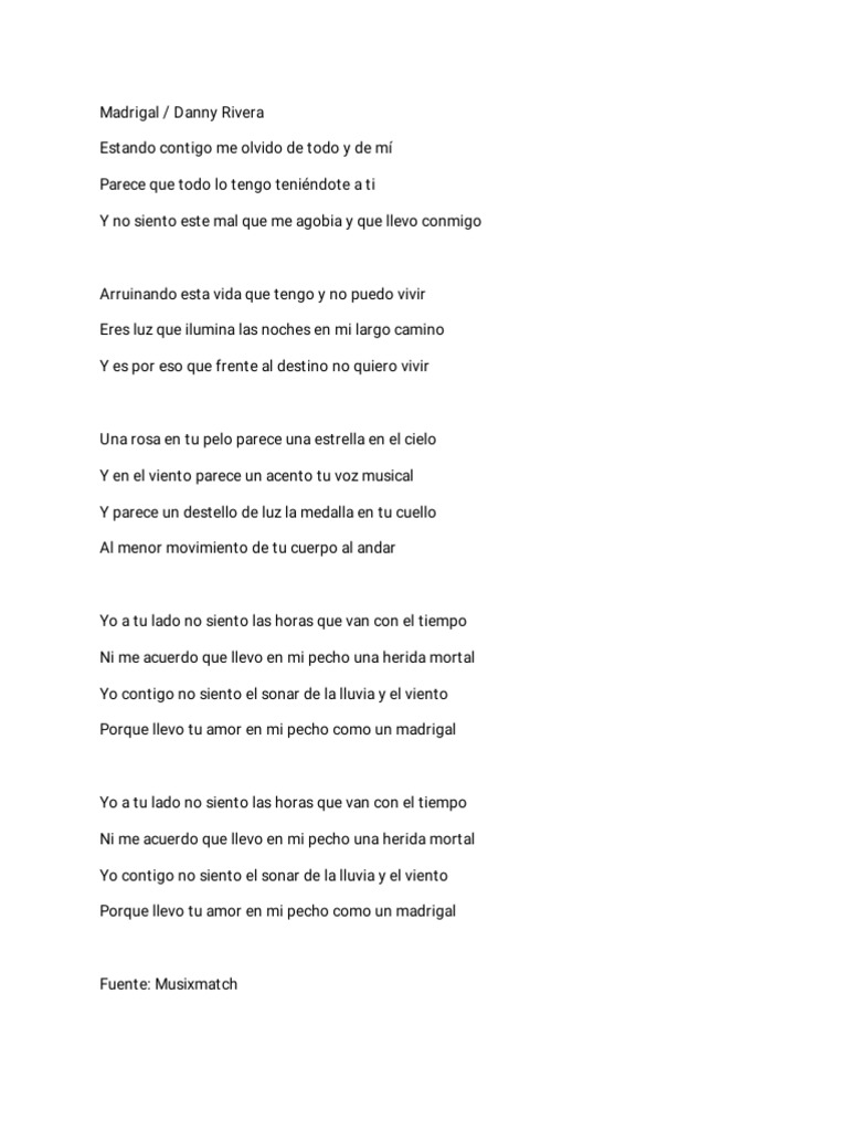 Madrigal Lyrics by Danny Rivera | PDF