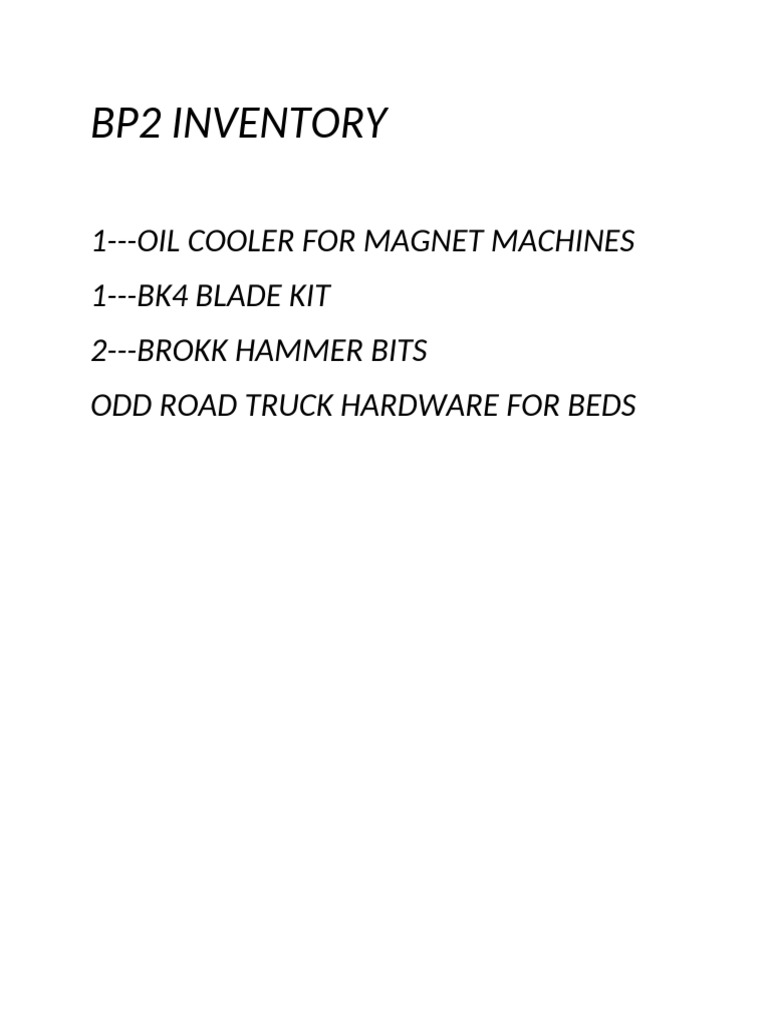 Bp2 Inventory | PDF