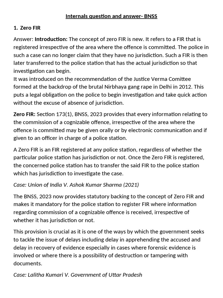 Internals Question and Answer | PDF | Arrest | Summons