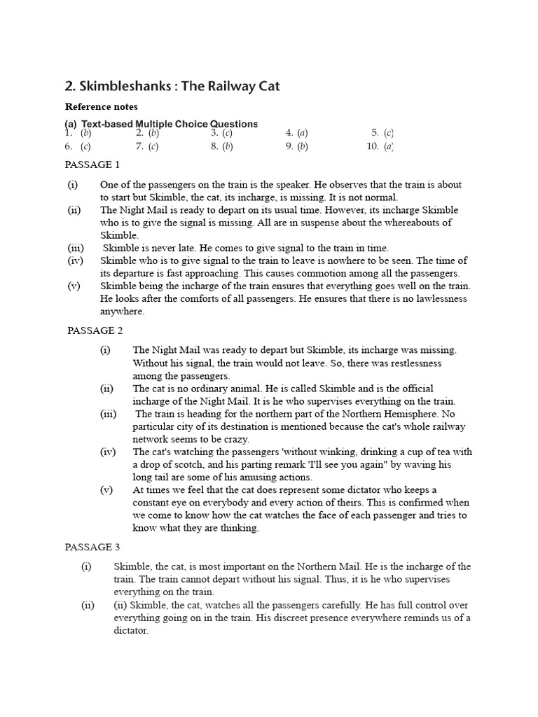 Poem - Skimbleshanks The Railway Cat | PDF