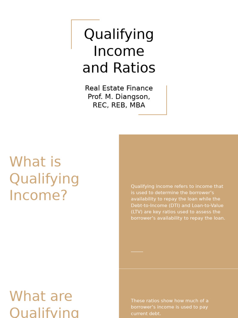 Qualifying Income and Ratios Explained | PDF | Loan To Value Ratio | Loans