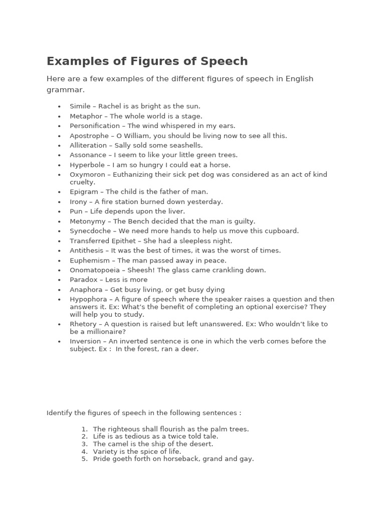Examples of English Figures of Speech | PDF | Rhetorical Techniques