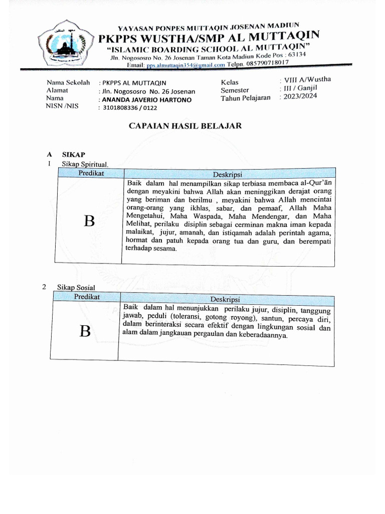 Scan Rapot Rio | PDF