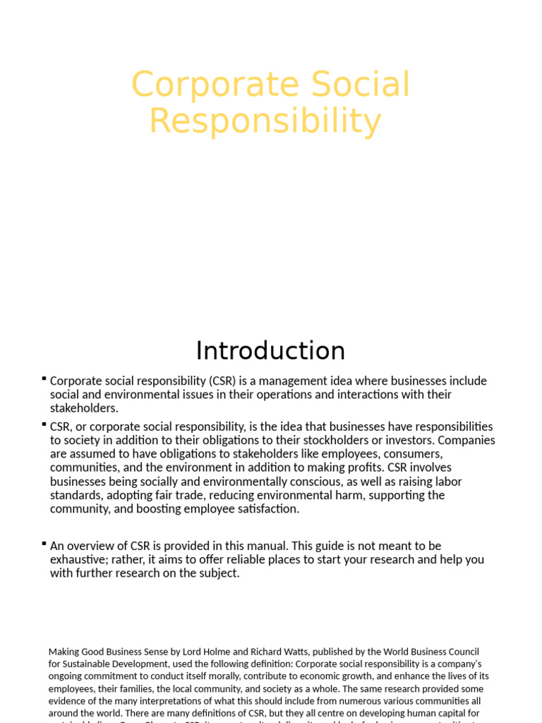 Corporate Social Responsibility | PDF | Corporate Social Responsibility ...