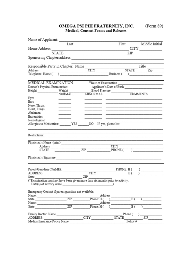 OPP Medical Form | PDF | Medical Specialties | Diseases And Disorders