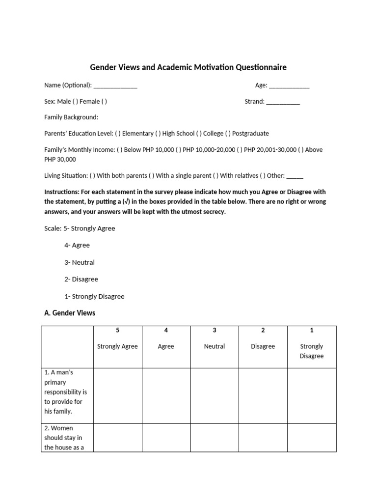 Questionnaire-WPS Office | PDF | Gender | Gender Studies
