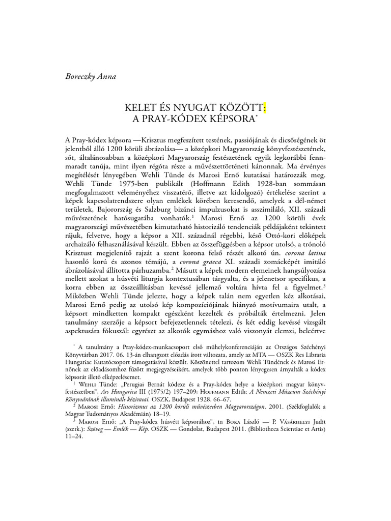 090 - Boreczky A, Kelet És Nyugat Között. A Pray-Kódex Képsora | PDF