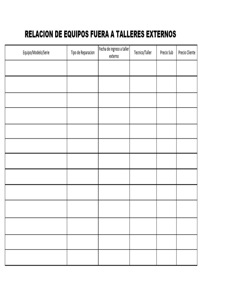 Relacion Equipos Fuera | PDF
