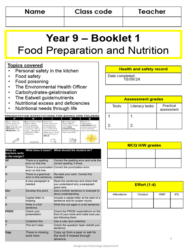 Year 9 Food Prep Guide | PDF | Foodborne Illness | Foods