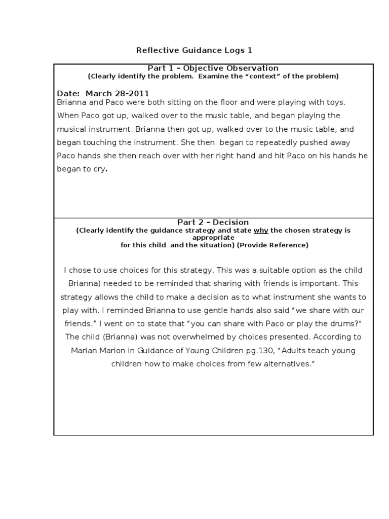 Reflective Practice Logs Template | PDF