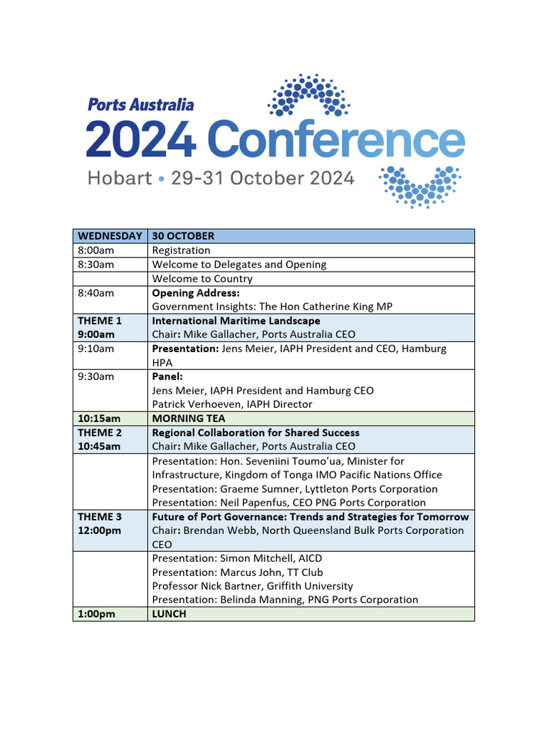Ports Australia Conference Program_OCT2024 | PDF