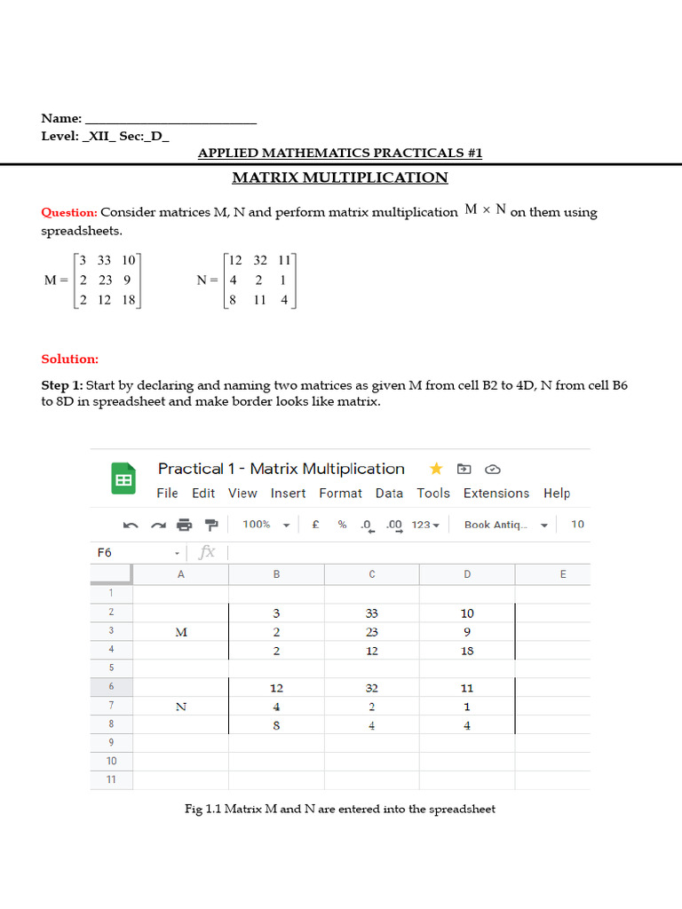 Practical 1-Matrix Multiplication | PDF