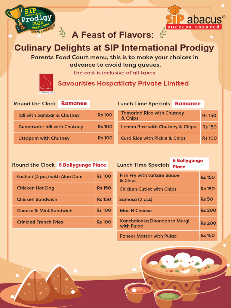 International Prodigy Food Menu | PDF | Chutney | Indian Cuisine
