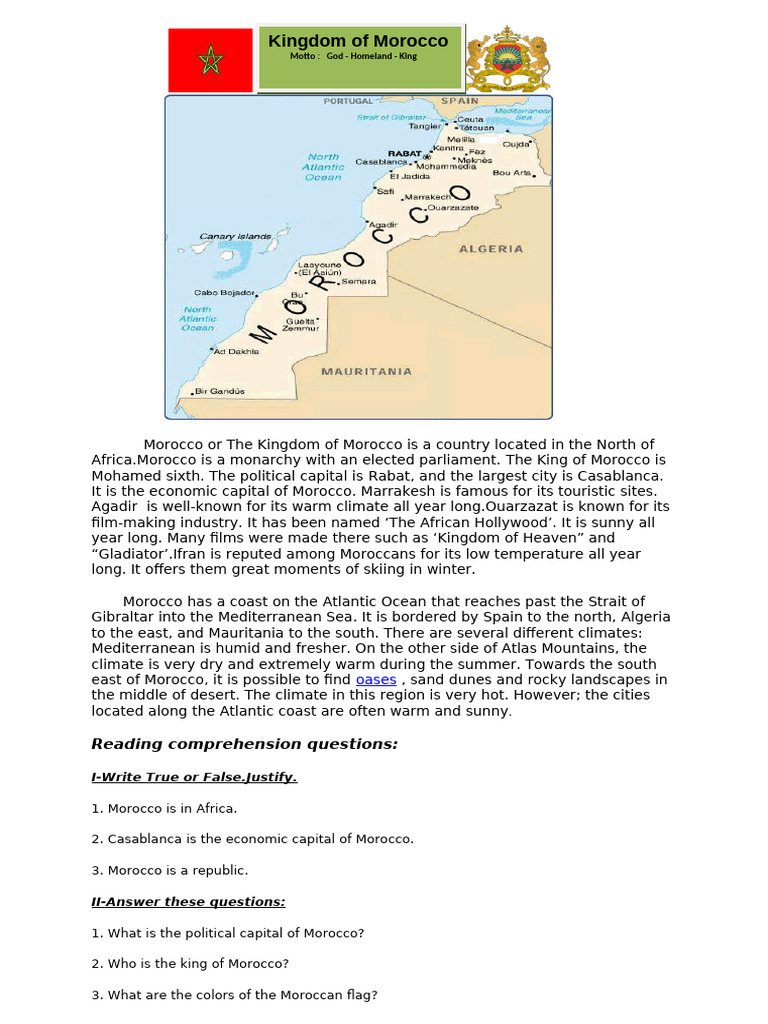 Overview of Morocco's Geography and Politics | PDF