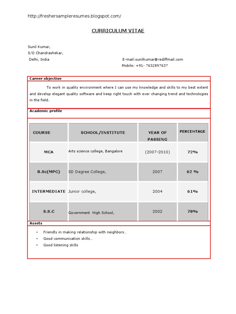 Dot Net Fresher Resume Format1 | PDF