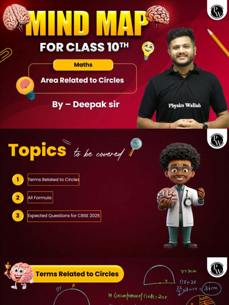 Area Related To Circles - Class Notes - Class 10th Mind Map Series | PDF