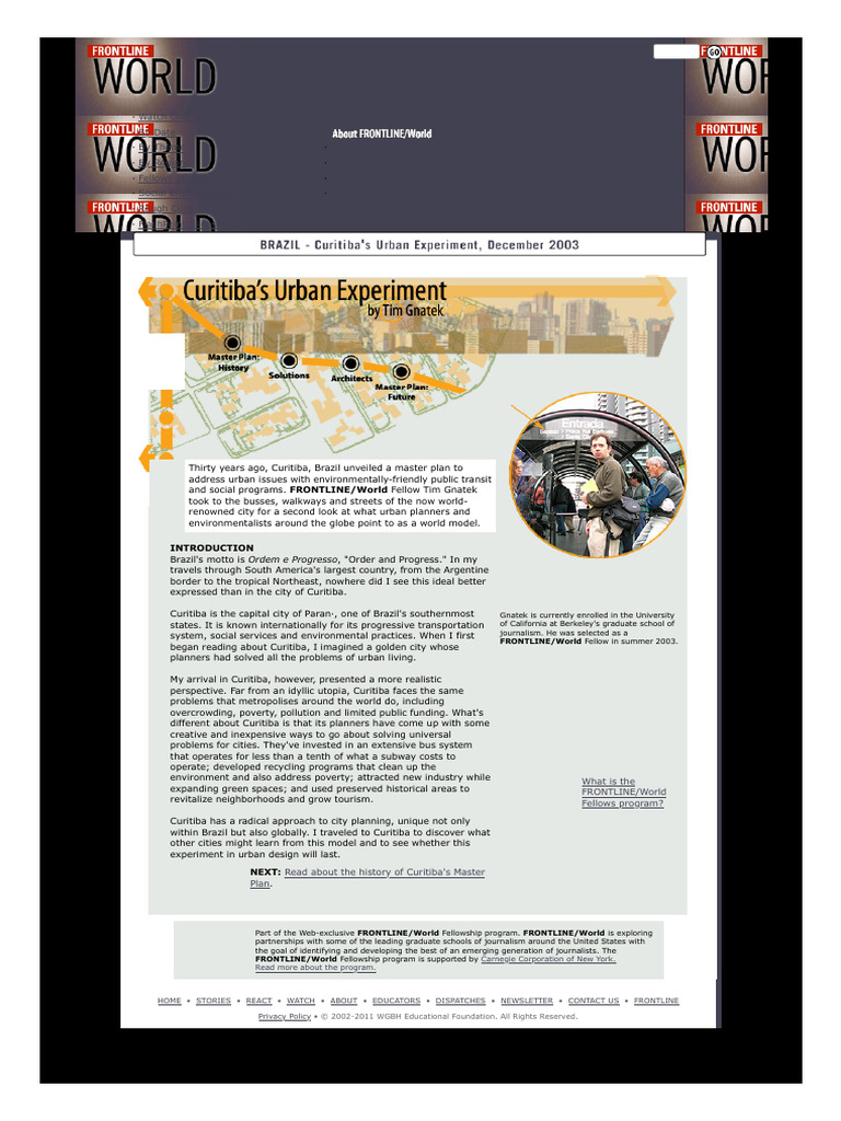 FRONTLINE - WORLD Fellows - Brazil - Curitiba's Urban Experiment ...