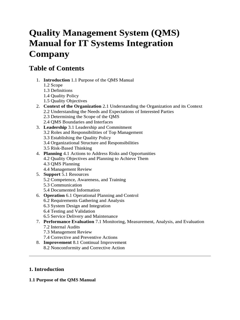 Quality Management System | PDF | Quality Management System | Quality ...