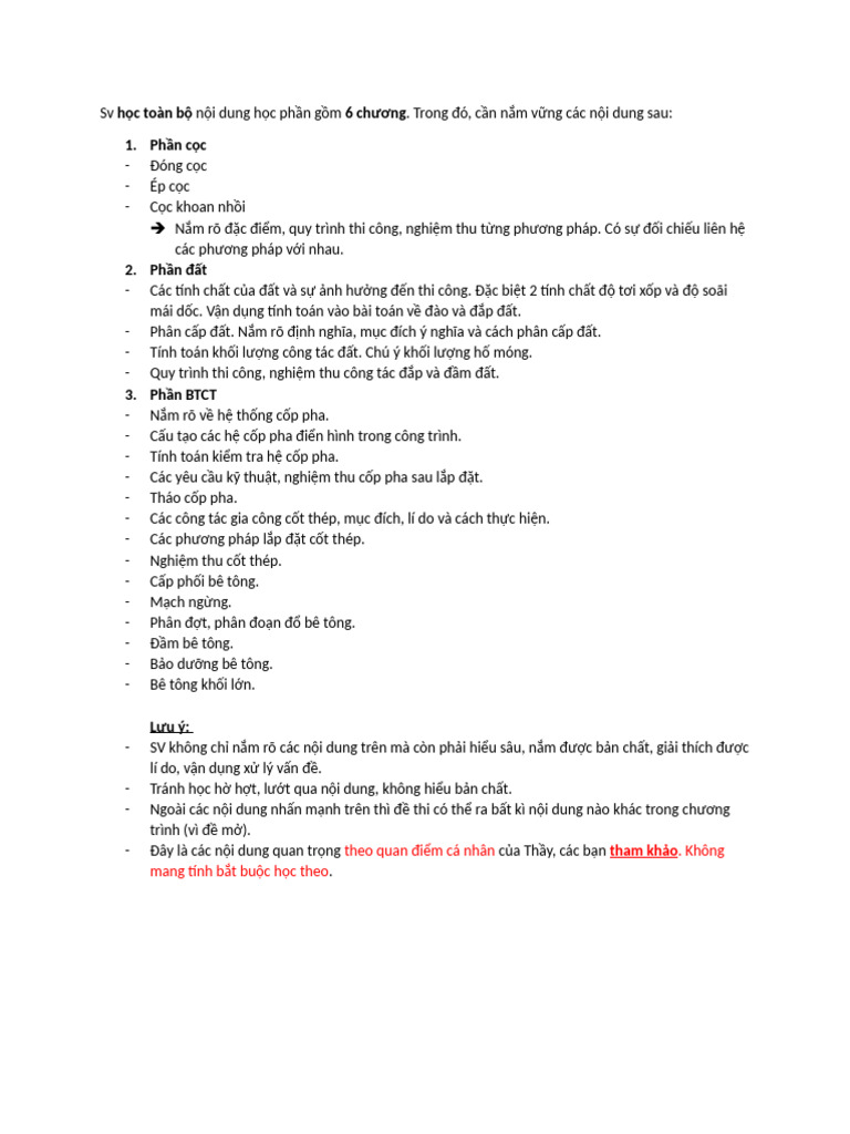 Nội dung ôn tập kttc 1 | PDF