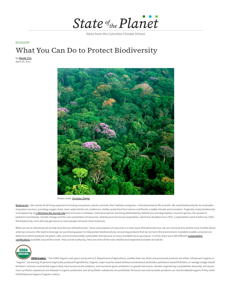 What You Can Do to Protect Biodiversity – State of the Planet | PDF ...