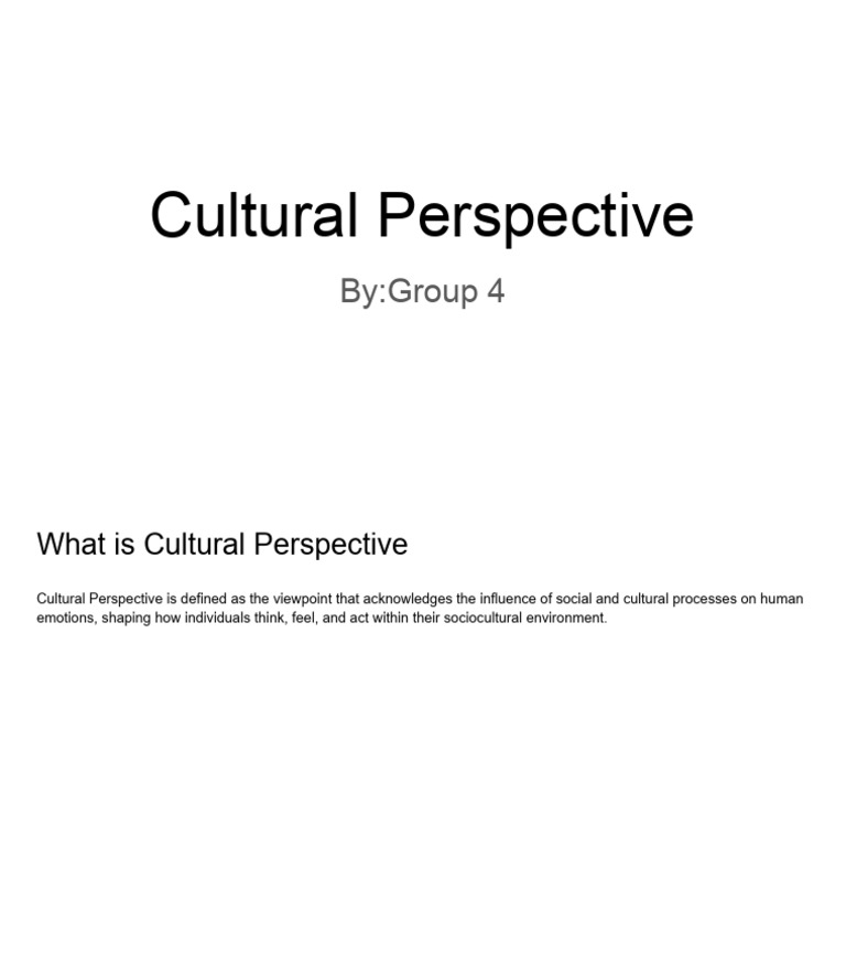 Understanding Cultural Perspective | PDF