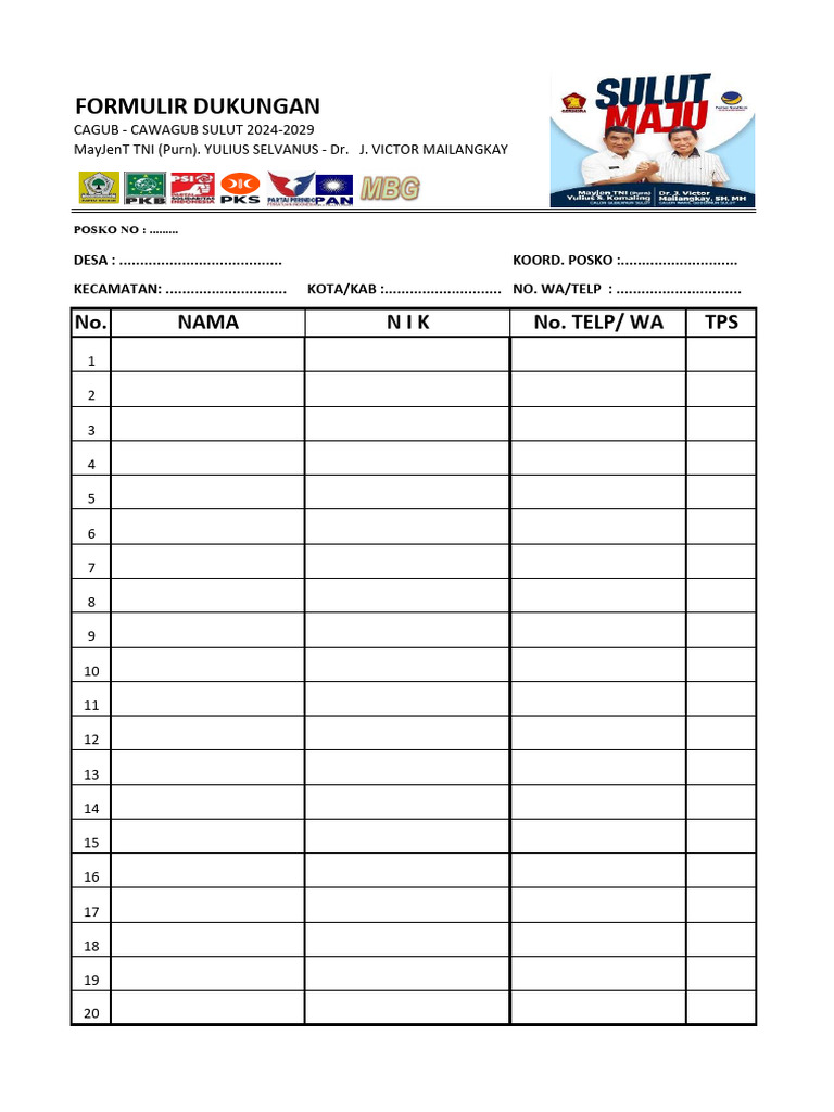 Formulir Dukungan (Autosaved)-1 | PDF