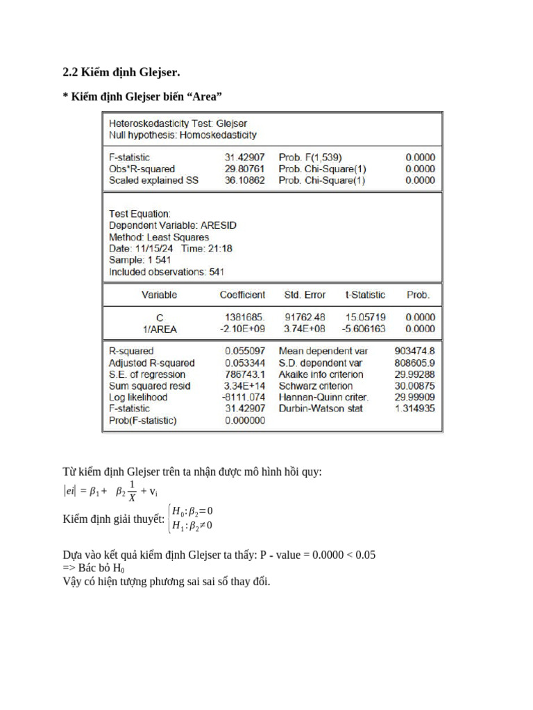 2.2. Kiểm đinh Glejser | PDF