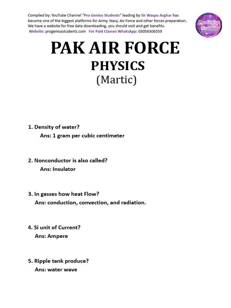 PAF Physics Notes for Matric.docx | PDF | Heat Transfer | Force