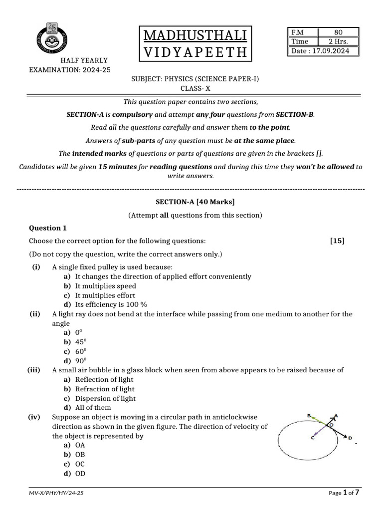 Class 10 Physics | PDF | Force | Electromagnetic Radiation
