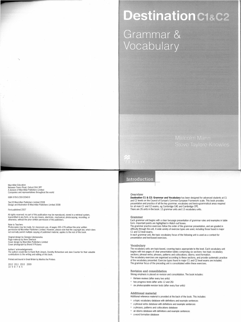 Destination c1 c2, Grammar Vocabulary | PDF
