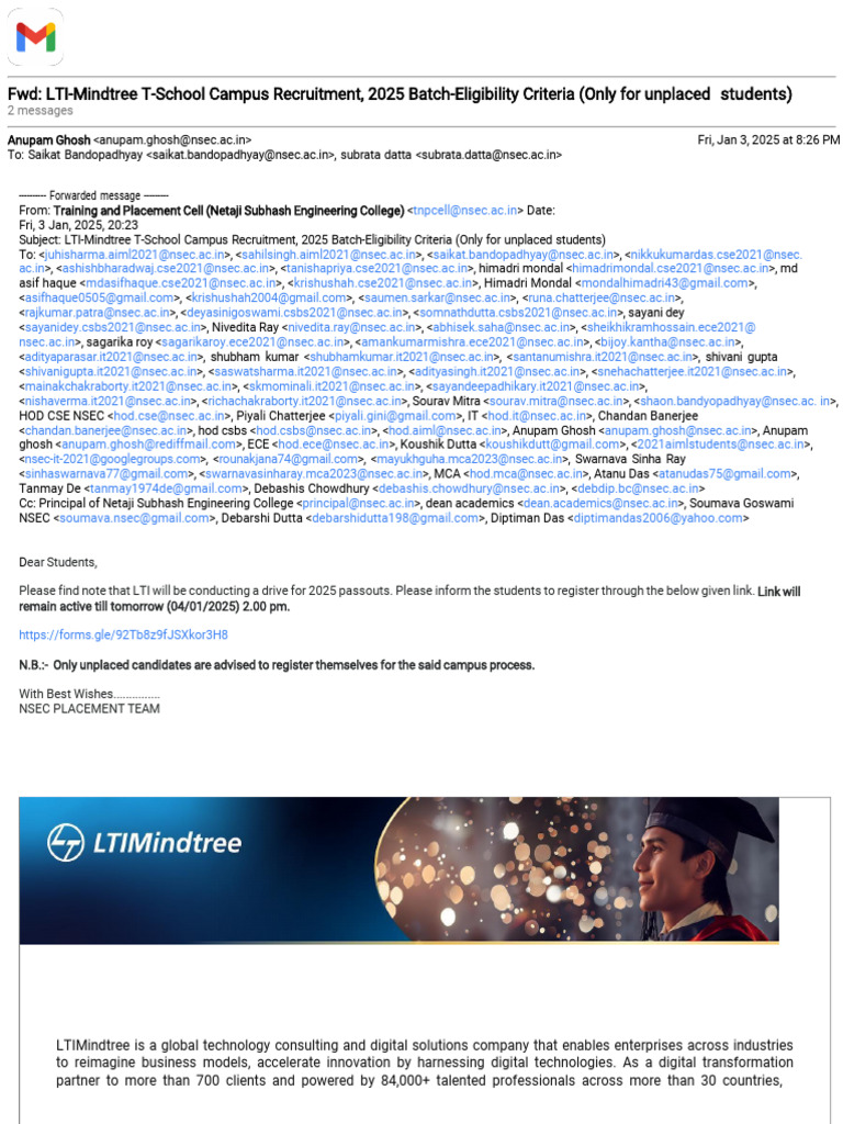 Gmail - FWD LTI-Mindtree T-School Campus Recruitment, 2025 Batch-Eligibility Criteria (Only For ...