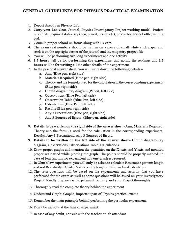 Physics Practical Instructions | PDF | Electrical Network | Diode