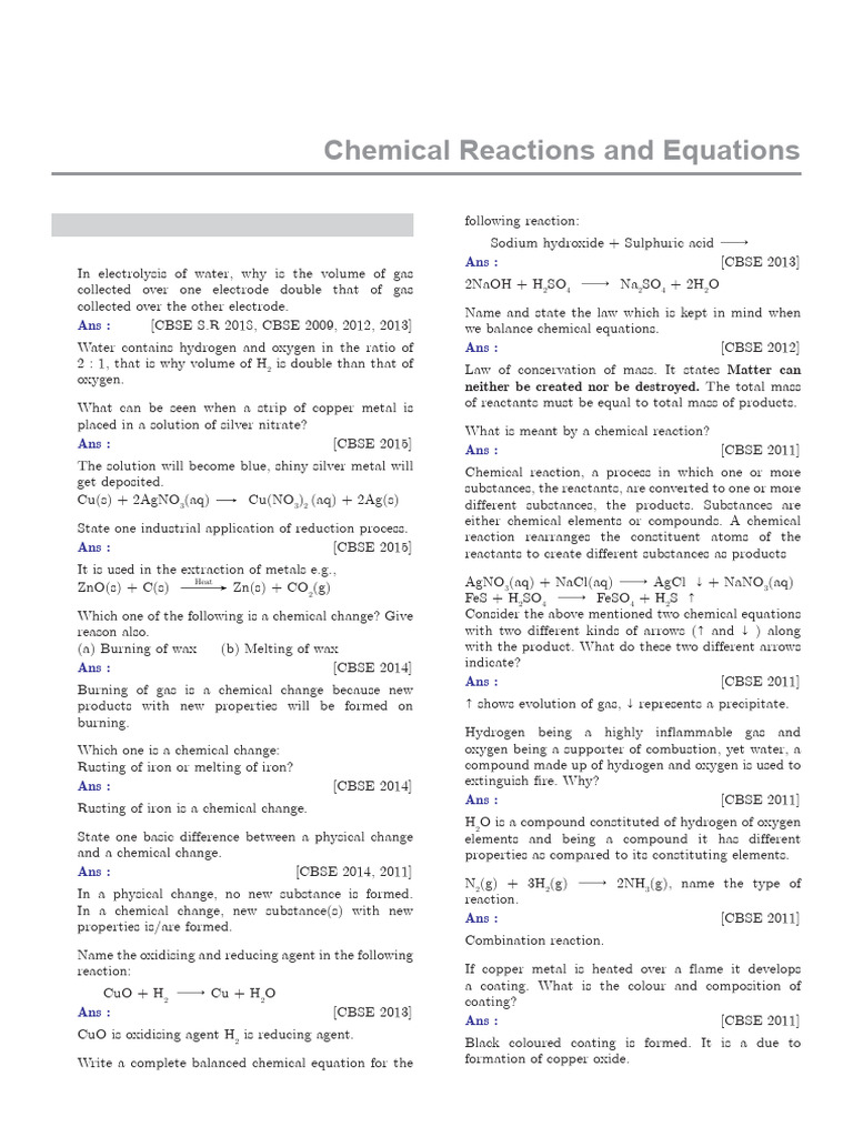 Science Pyq | PDF | Redox | Chemical Reactions
