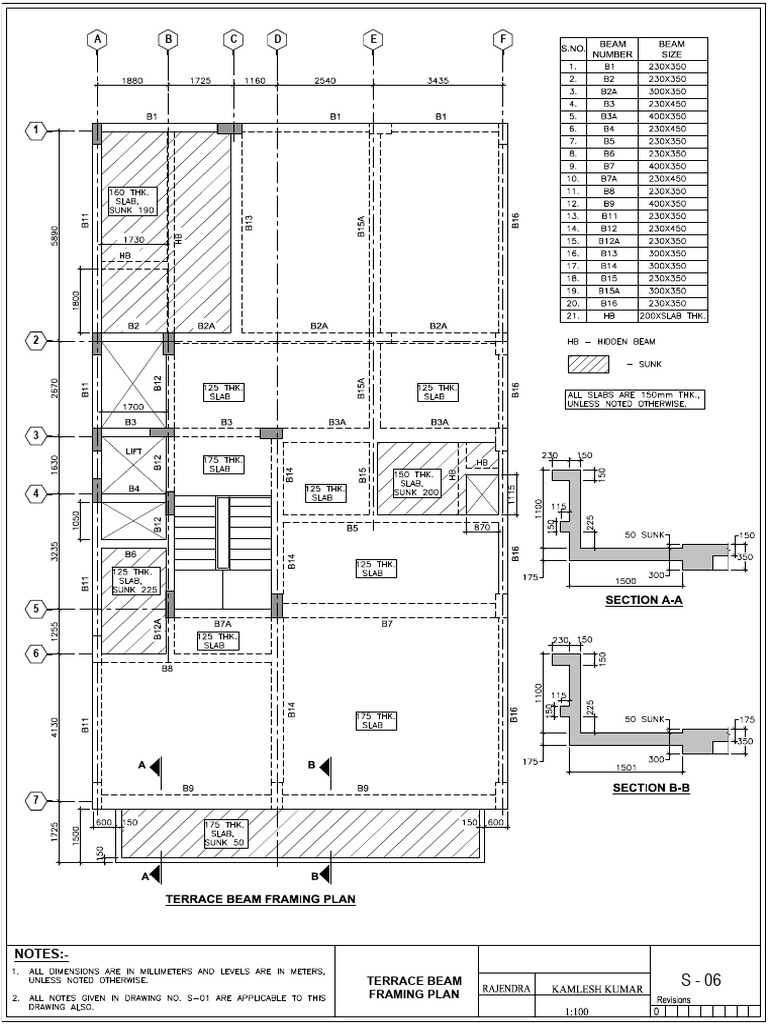 Terrace Beam Framing Plan | PDF