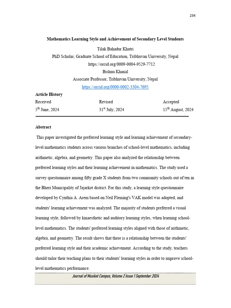 234-253 Mathematics Learning Style | PDF | Constructivism (Philosophy ...