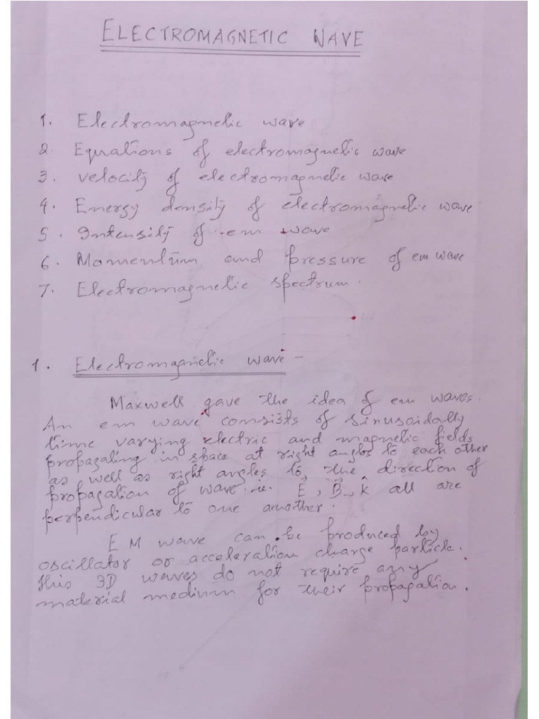 Ch-8 Phy (ELECTROMAGNETIC WAVE) | PDF