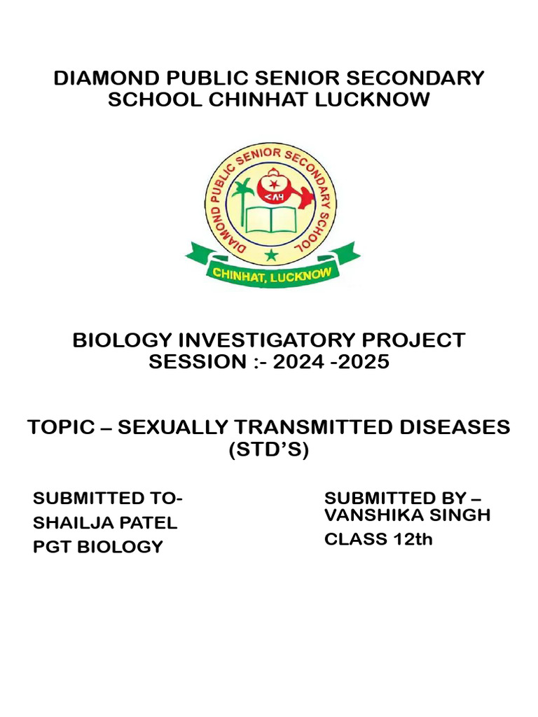 Biology Project on STDs for Class 12 | PDF | Sexually Transmitted Infection | Mammalian Sexuality