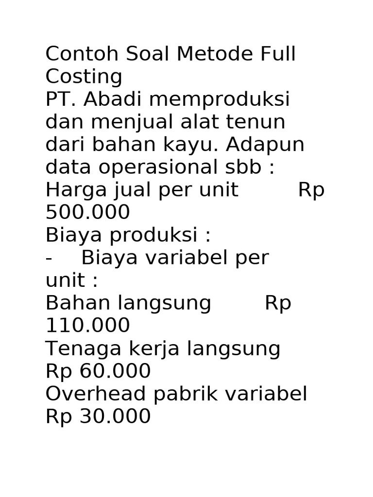 Contoh Soal Metode Full Costing | PDF | Profit (Economics) | Variance