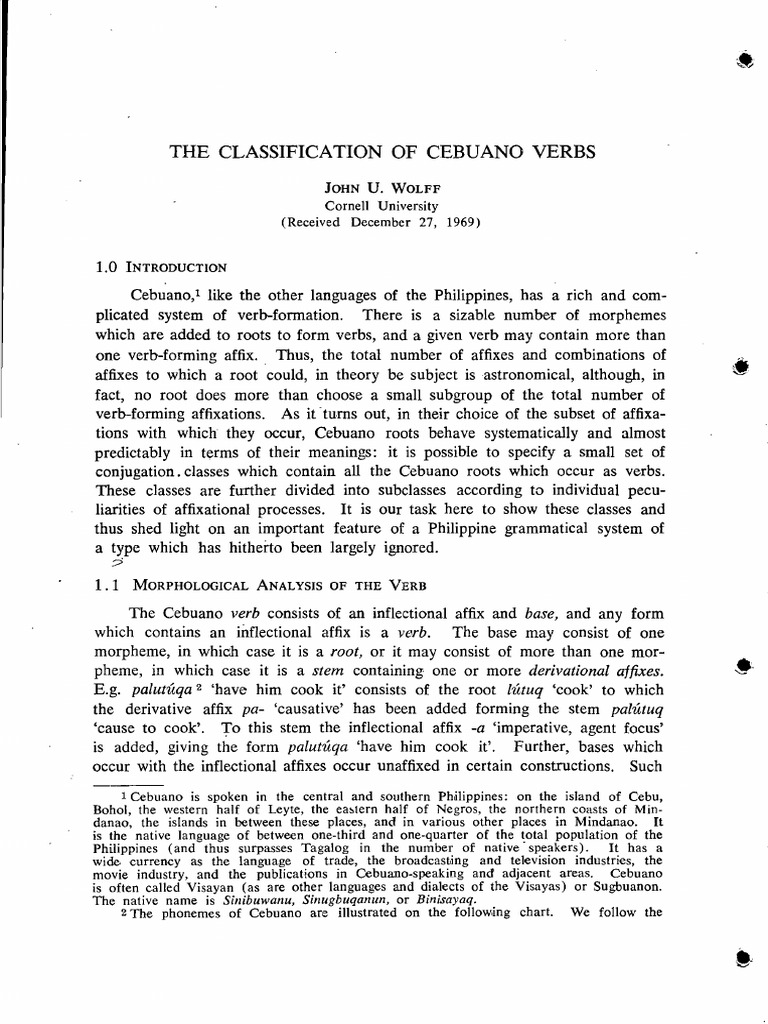 Cebuano Verb Classification System | PDF | Linguistics | Morphology