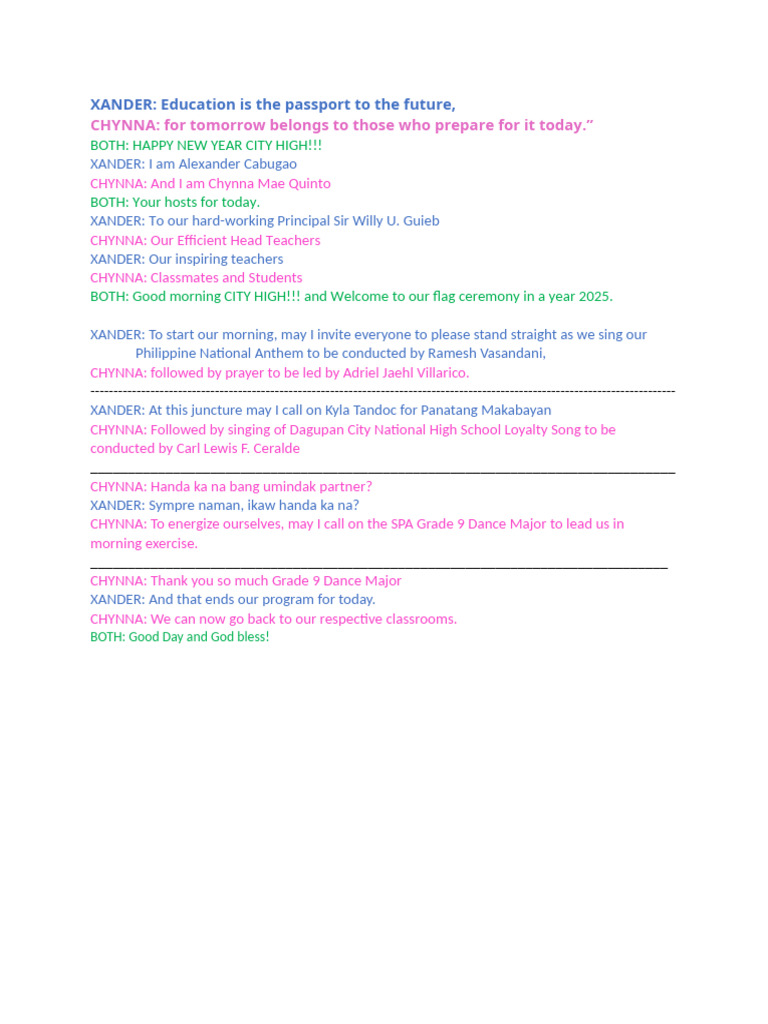 Flag Ceremony Script | PDF