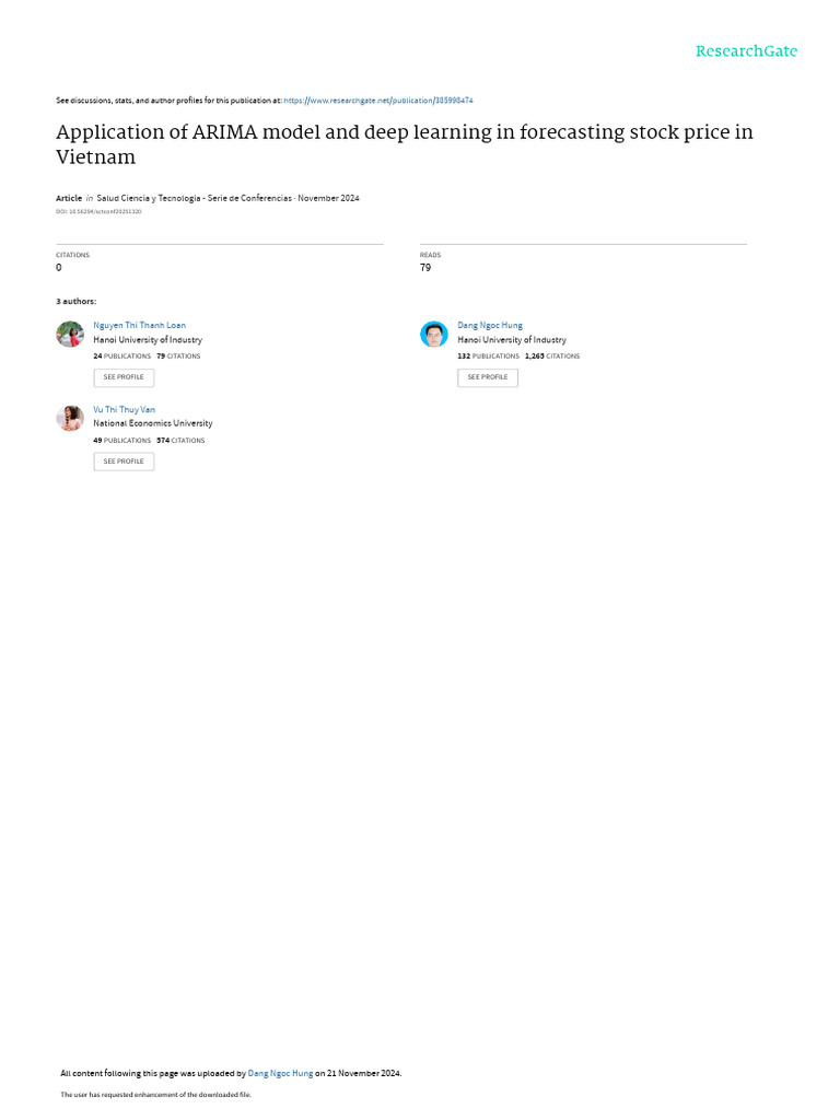 2 - Application of ARIMA Model and Deep Learning in Forecasting Stock Price in Vietnam | PDF ...