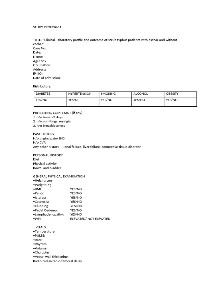 STUDY PROFORMA | PDF