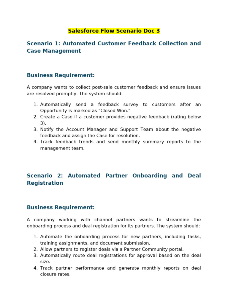 Salesforce Flow Scenario Doc 3 | PDF