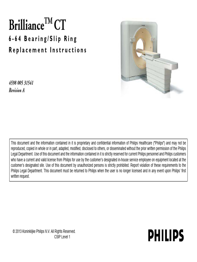 Brilliance 6-64 Bearing Replacement Guide | PDF | Screw | Gamma Ray