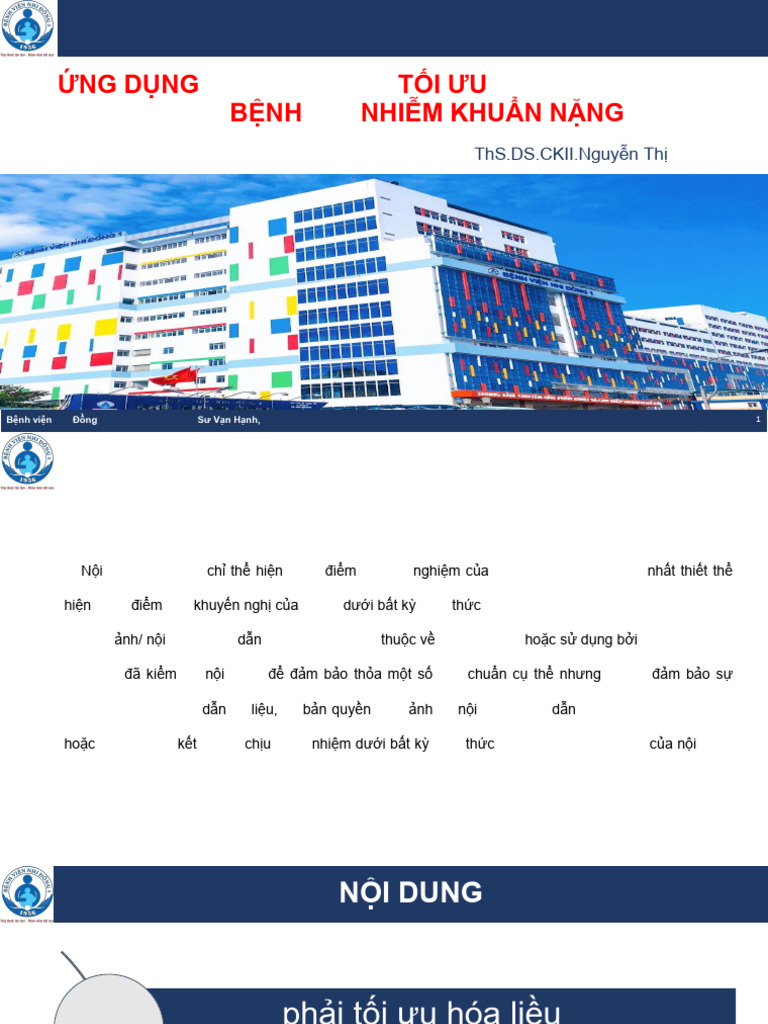 Ứng Dụng PKPD Trong Tối Ưu Hoá KS Trên Bệnh Nhi Nhiễm Khuẩn Nặng (DS Nga) NĐ1 06-2024 | PDF