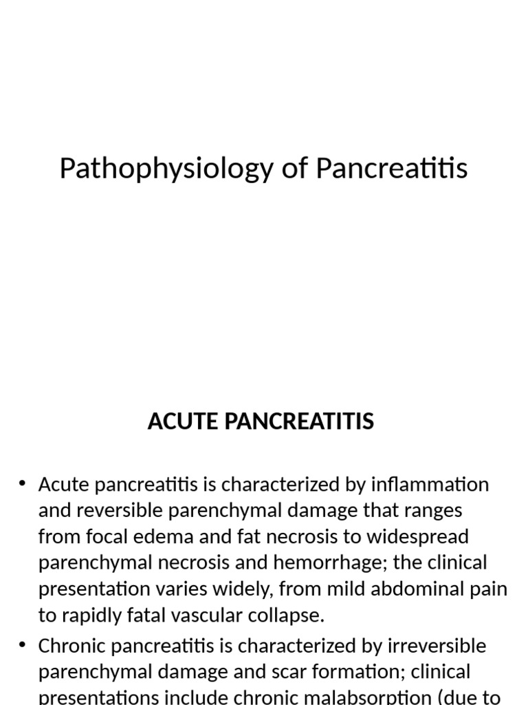 Pathophysiology of Pancreatitis | PDF | Pancreas | Inflammation