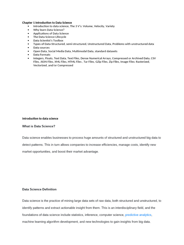Chapter 1-Introduction To Data Science | PDF | Data Science | Data Analysis