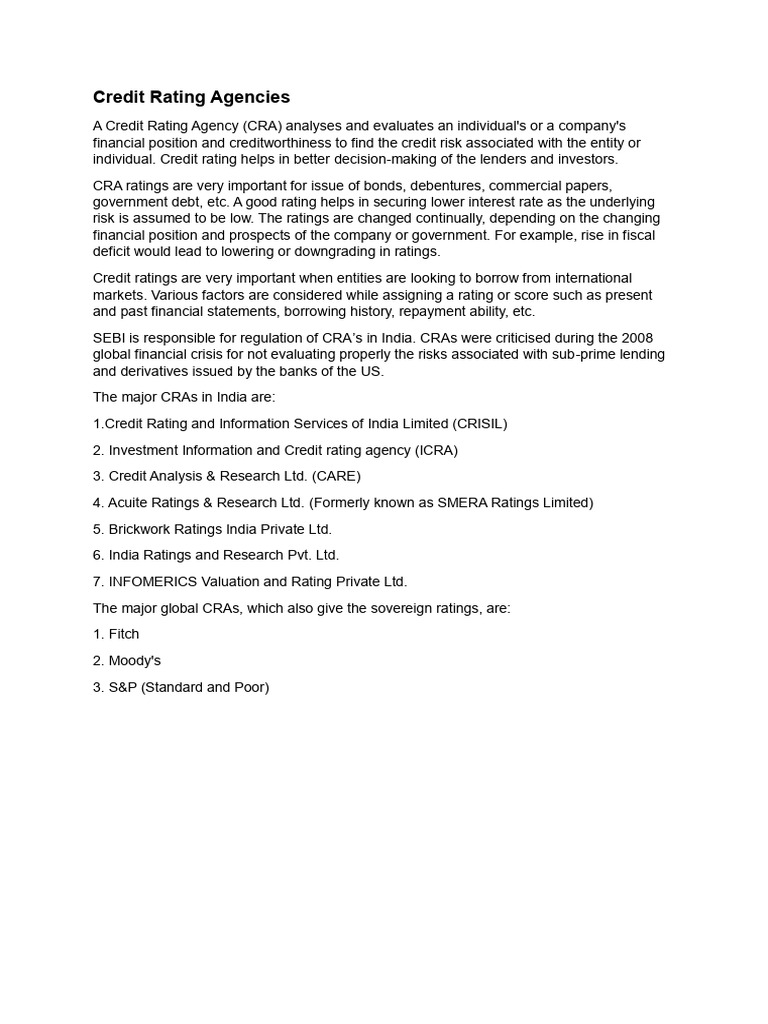CRA & SE | PDF | Credit Rating | Stock Exchange